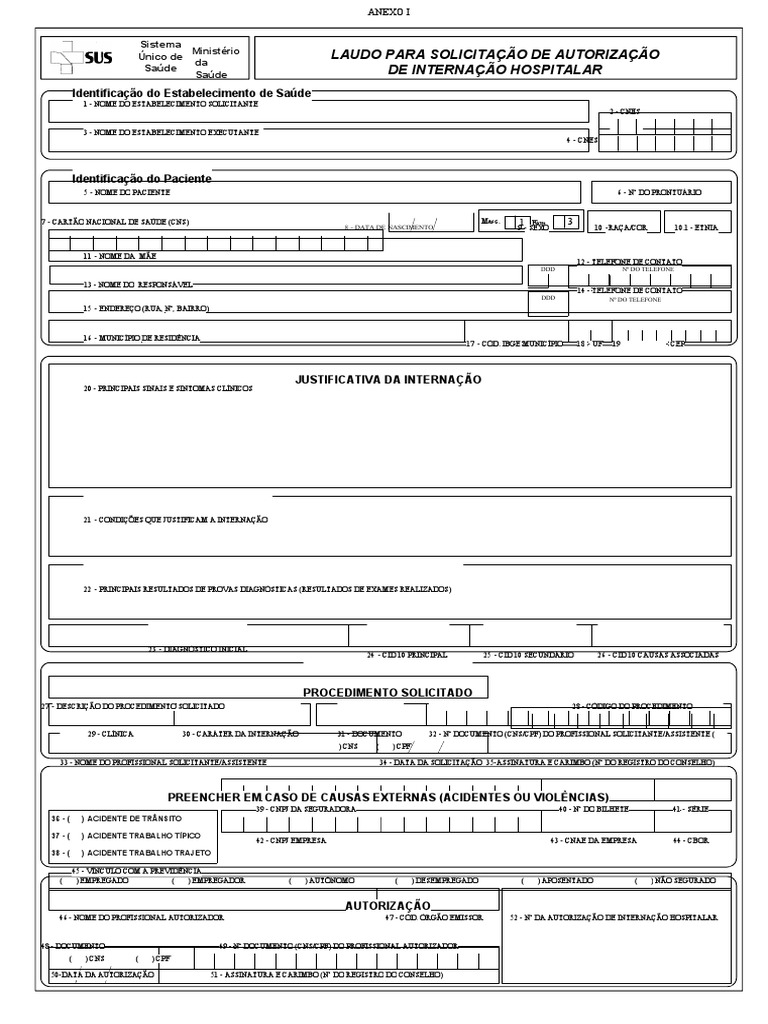 01-Laudo Solicitacao de AIH 201010 | PDF | Ciências da Saúde