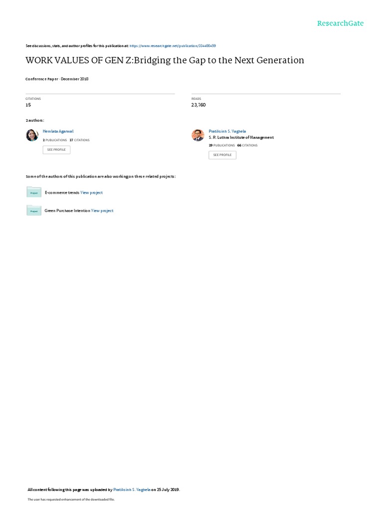 Work Valuesof Gen Z | PDF | Motivation | Motivational