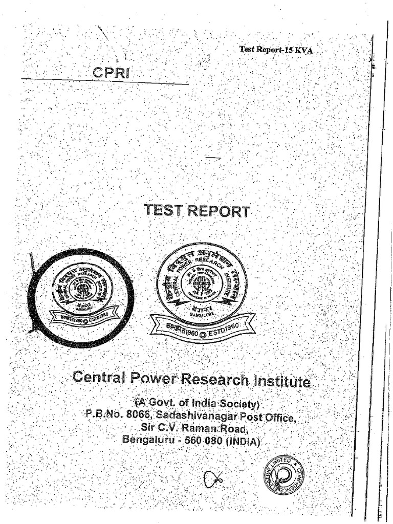CPRI Report-15KVA | PDF