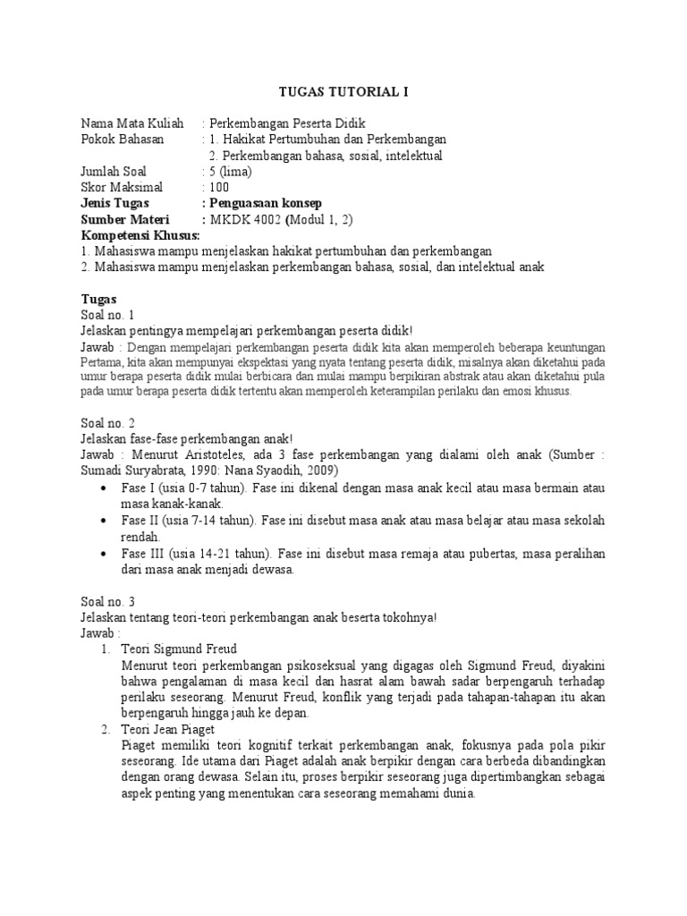 Tugas Tutorial I | PDF | Sains & Matematika