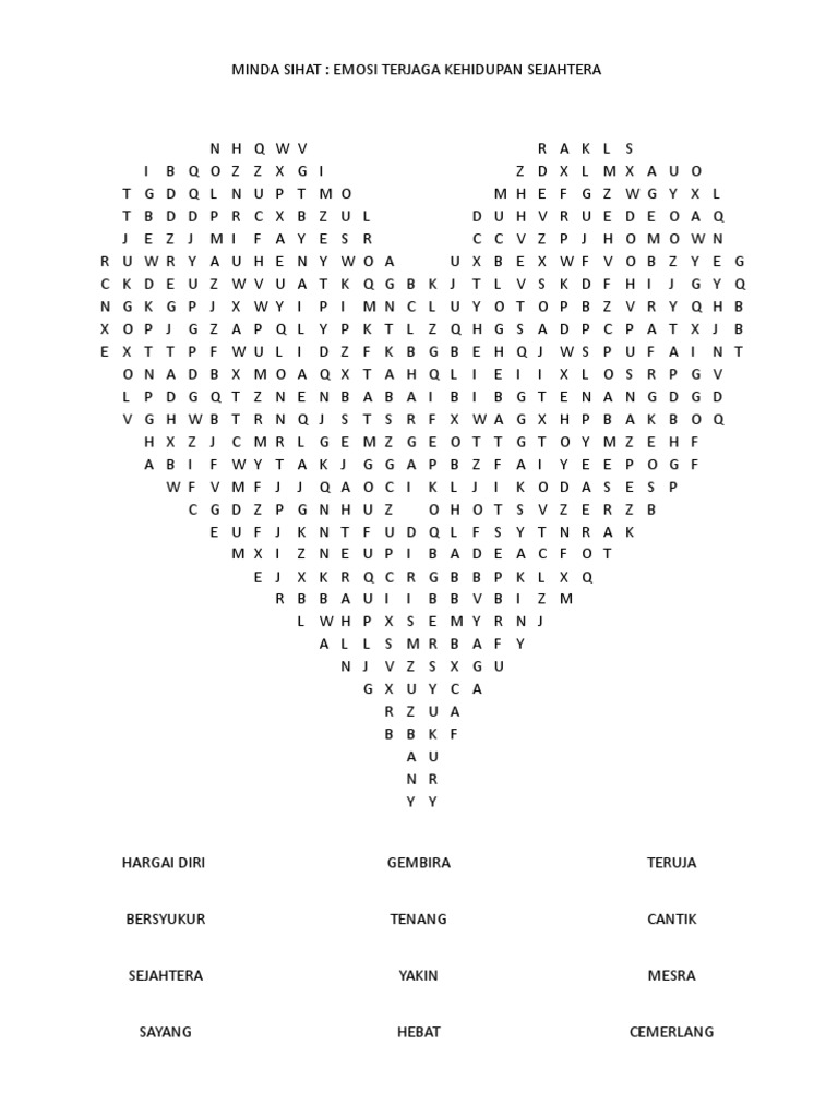 Wordsearch-MINDA SIHAT - EMOSI TERJAGA KEHIDUPAN SEJAHTERA | PDF