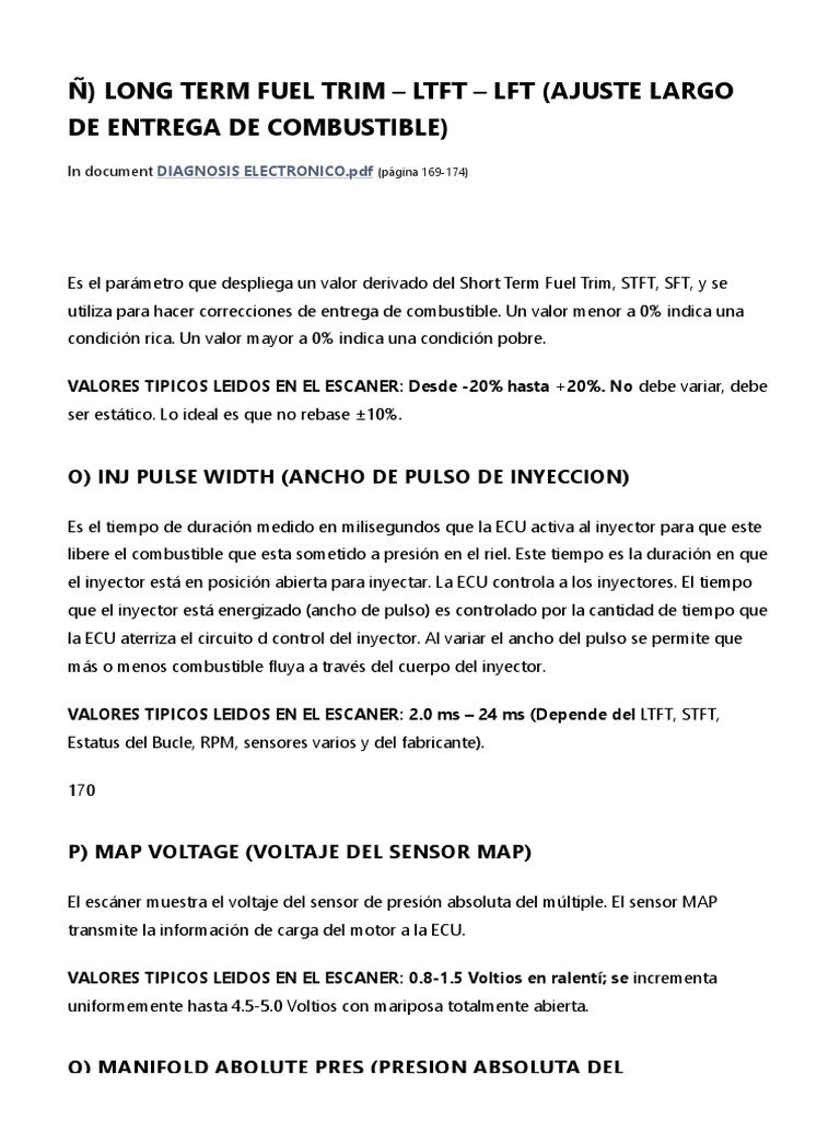 Ñ) Long Term Fuel Trim - LTFT - LFT (Ajuste Largo de Entrega de ...