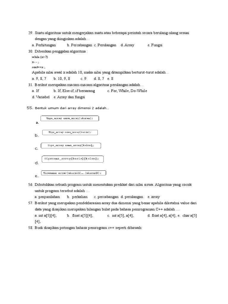 Kumpulan Soal Latihan Usbn 3 - Pemrograman Dasar | PDF | Komputer