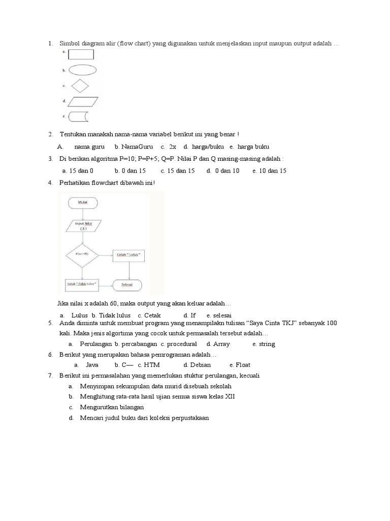 Kumpulan Soal Latihan Usbn 4 - Pemrograman Dasar | PDF