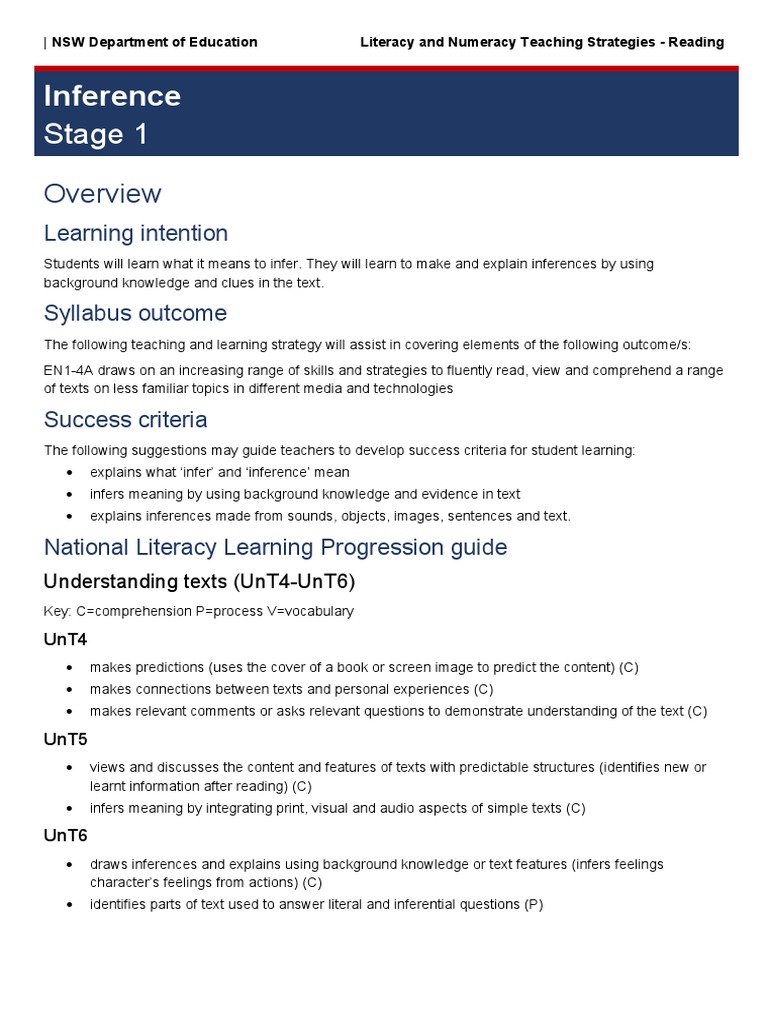 s1 Reading Inference | PDF | Reading Comprehension | Teaching Method