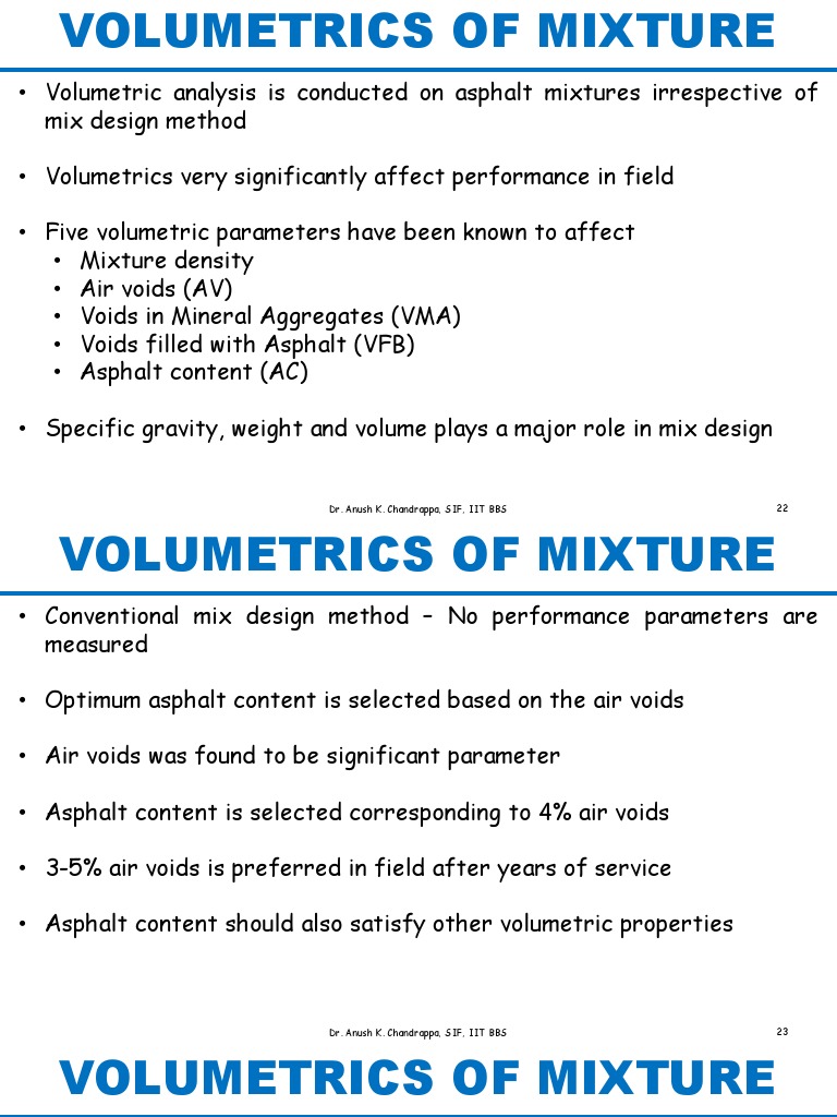 Volumetrics of Mix Design | PDF | Asphalt | Metrology