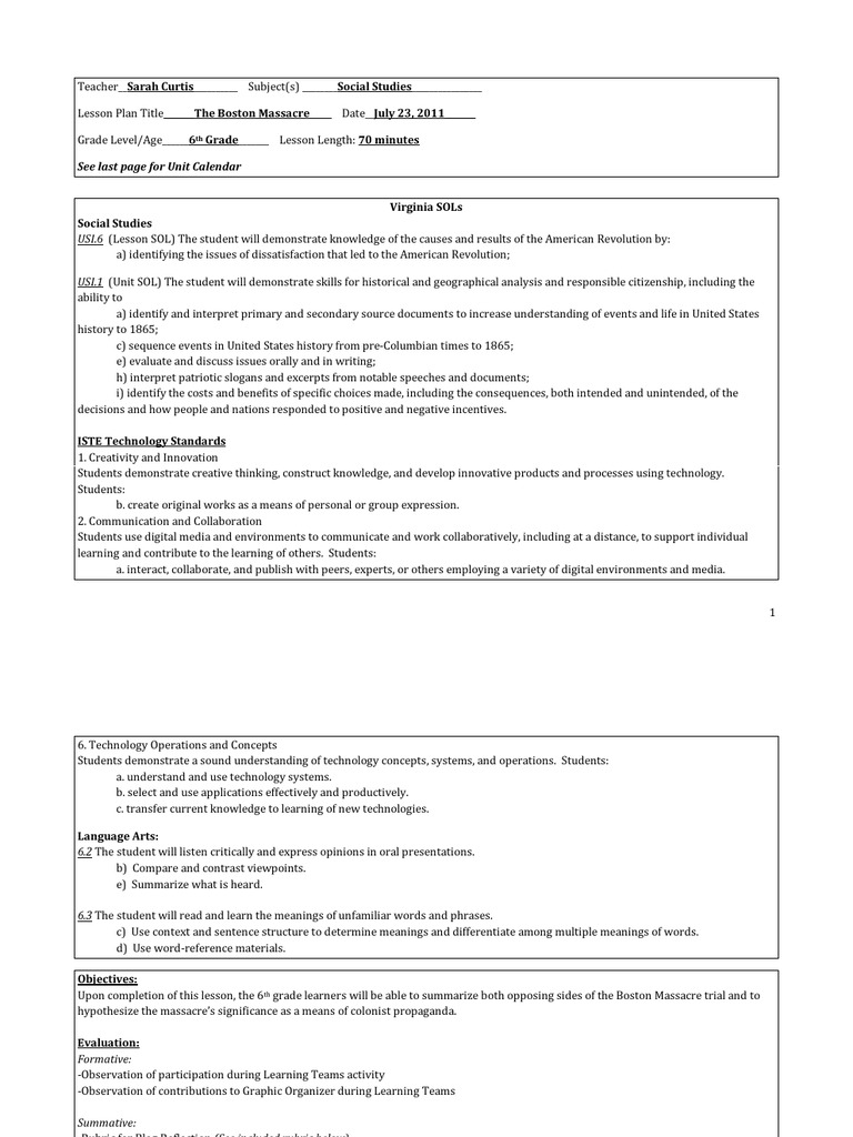 Educ. Tech Lesson - Unit Plan | PDF | American Revolution | Collaboration
