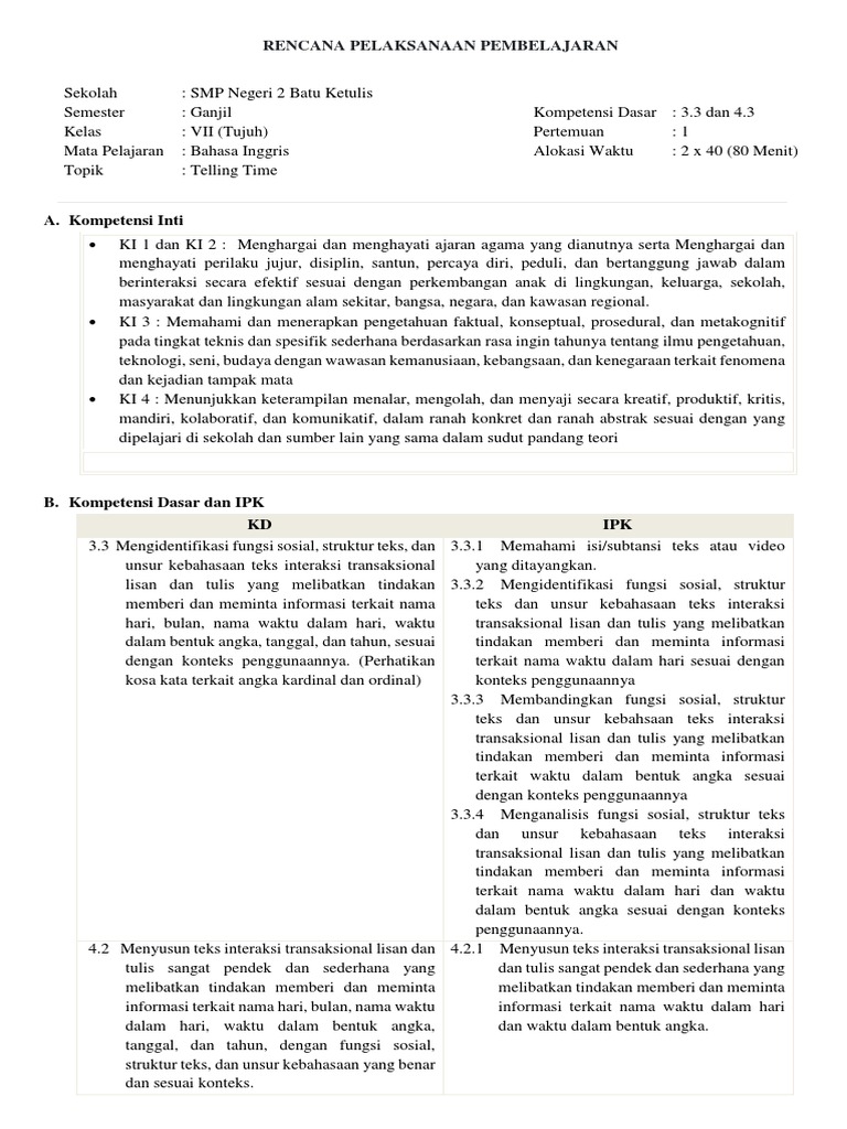 RPP Rencana Aksi1 | PDF