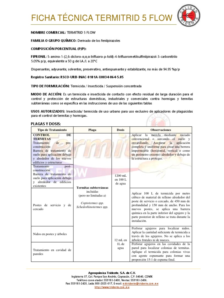 Termitrid 5 Flow ficha técnica | PDF | Hormiga | Insectos