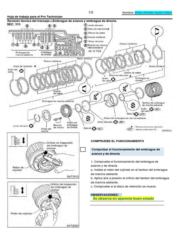 Embrague de Avance y Embrague de Directa | PDF | Embrague | Ingeniería mecánica