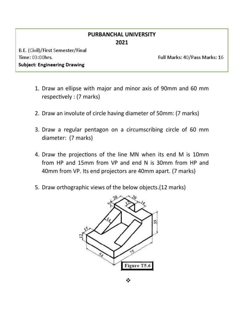 Engineering Drawing Exam Tasks | PDF