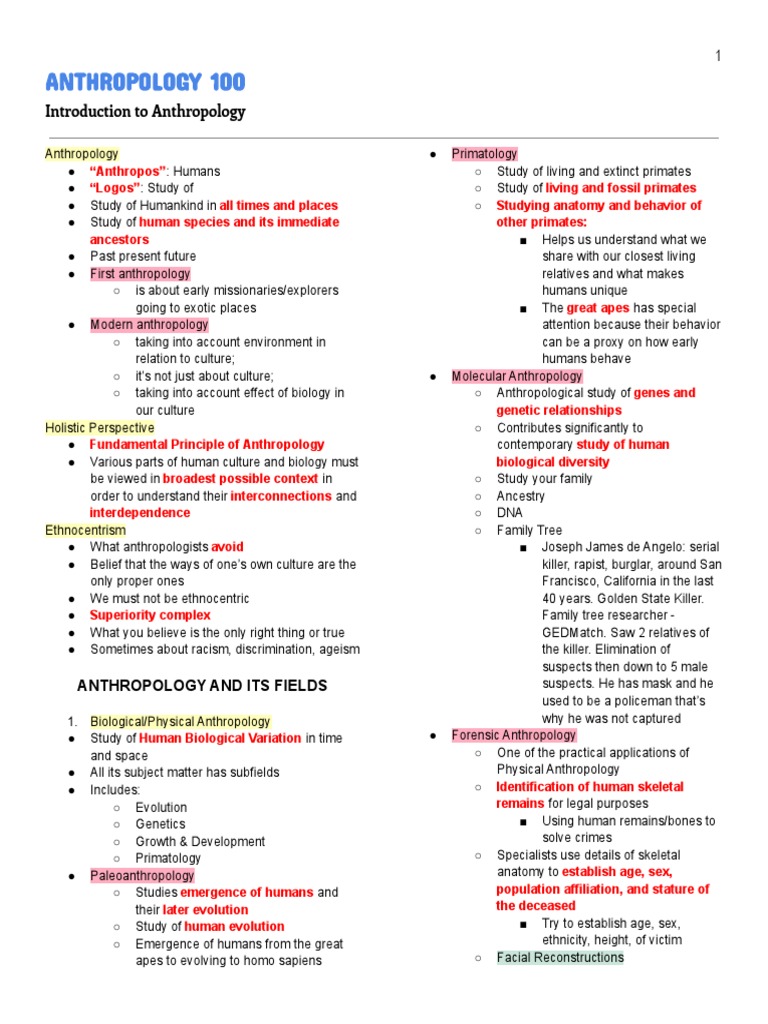 Introduction to Anthropology 101 | PDF | Anthropology | Ethnography