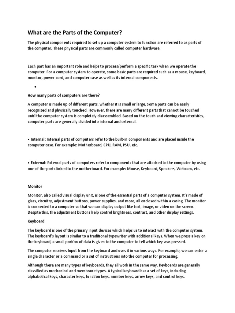 Parts of Computers | PDF | Computer Data Storage | Solid State Drive
