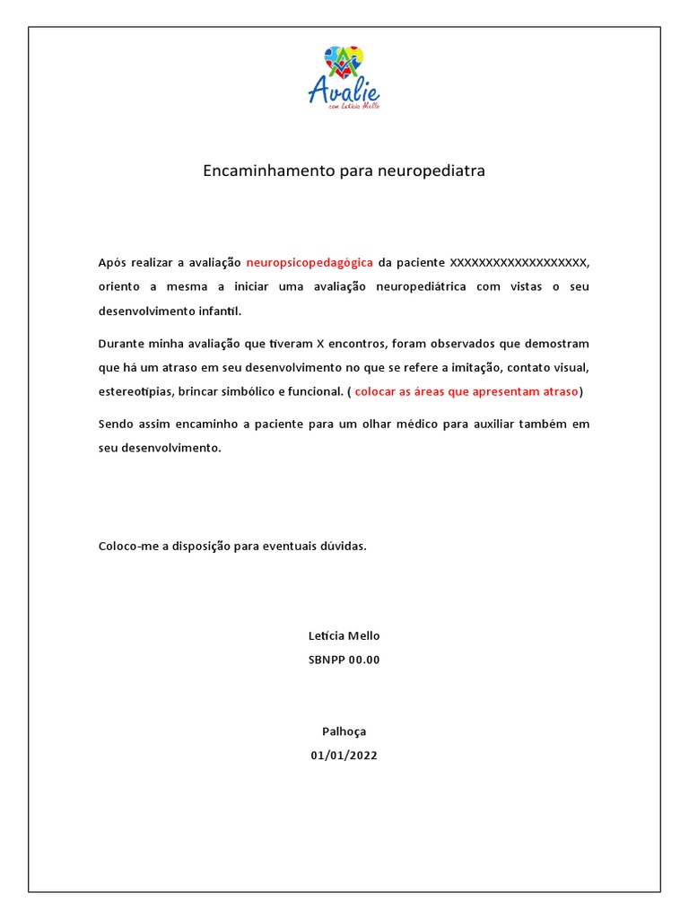 Encaminhamento para Neuropediatra | PDF Encaminhamento para Neuropediatra | PDF