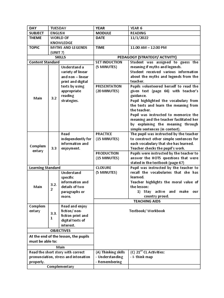 RPH Bi Year 6 | PDF | Teachers | Linguistics
