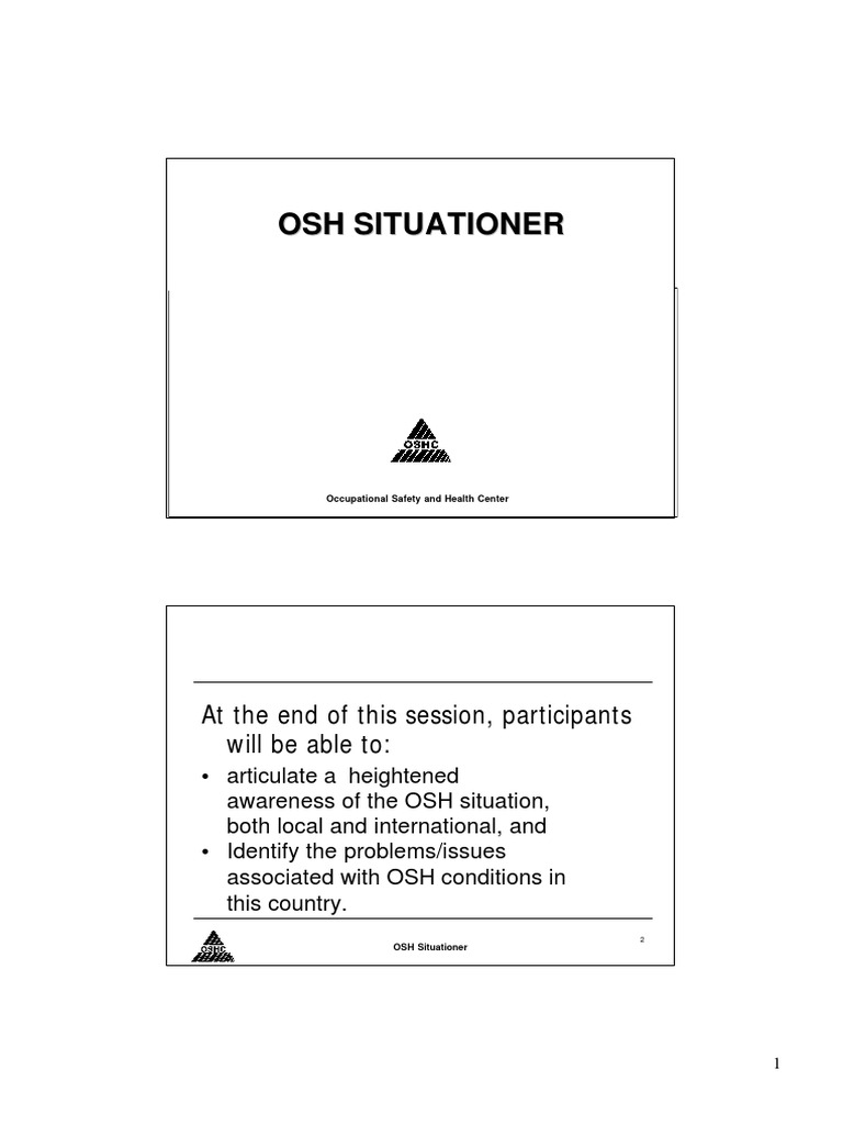 2_OSH_Situationer | PDF | Occupational Safety And Health | Workplace