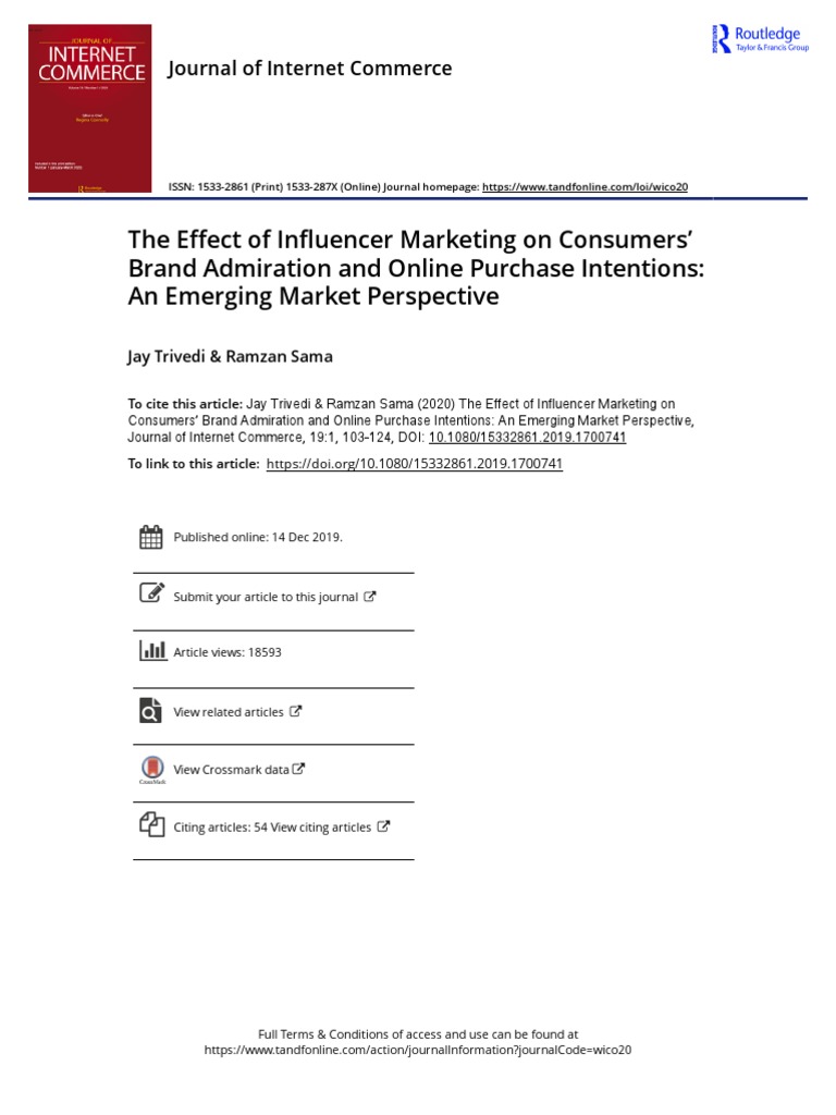The Effect of Influencer Marketing On Consumers Brand Admiration and Online Purchase Intentions ...