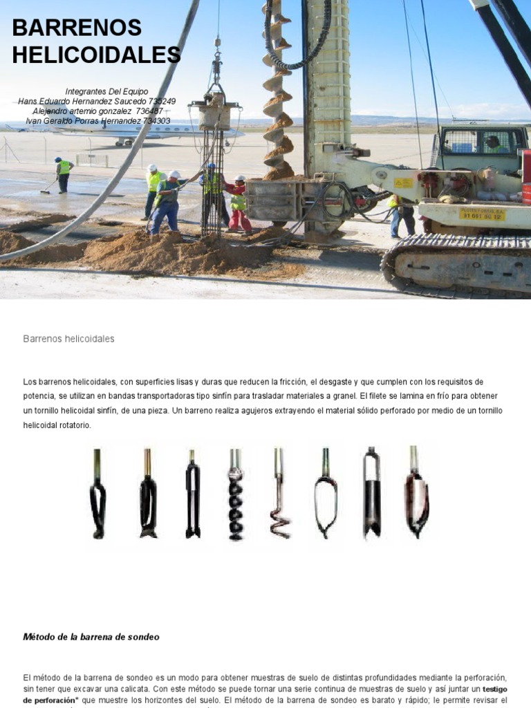 MECÁNICA DE SUELOS Barrenos Helicoidales | PDF | Tornillo | Perforación