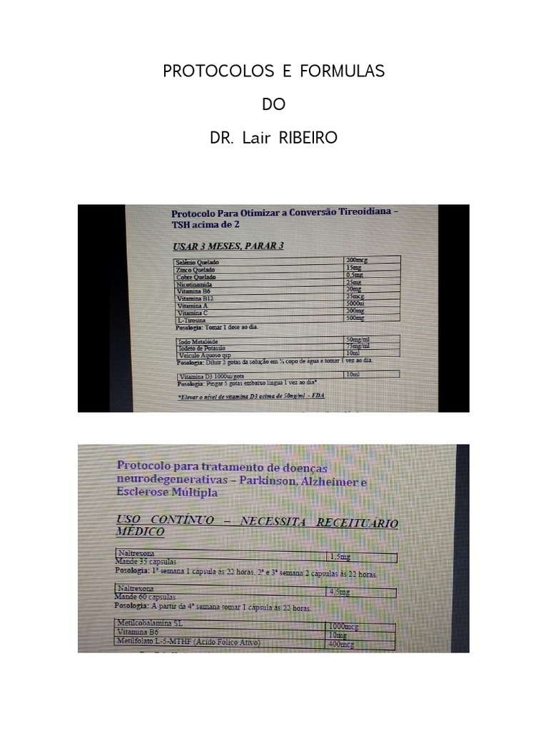 Protocolos e Formulas - Dr. Lair Ribeiro | PDF