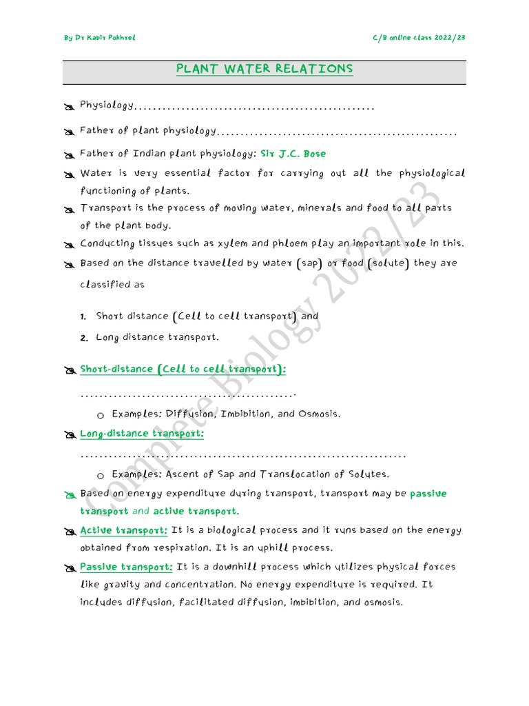 Plant Water Relations | PDF | Osmosis | Stoma
