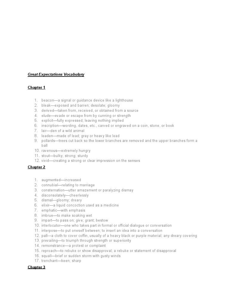 Great Expectations Vocabulary | PDF