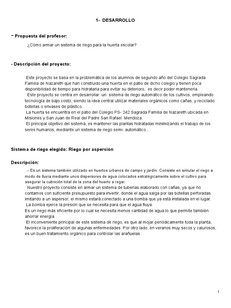 Proyecto Riego Por Aspersión | PDF