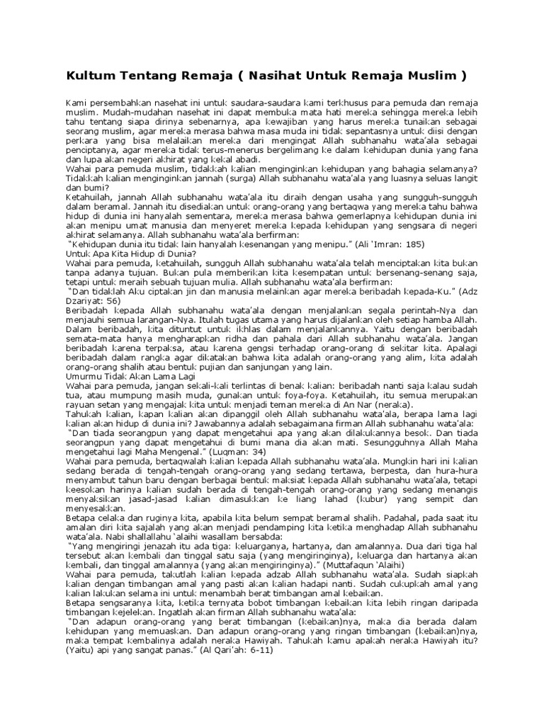 Kultum Tentang Remaja | PDF