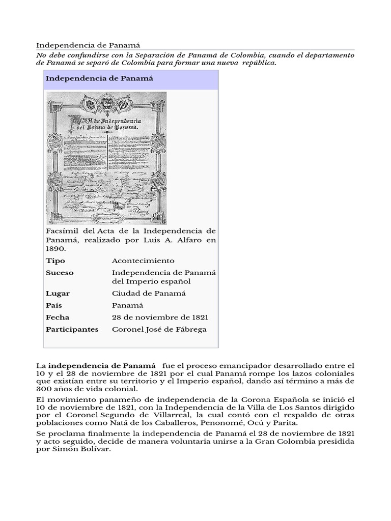 Independencia de Panamá | PDF | Panamá