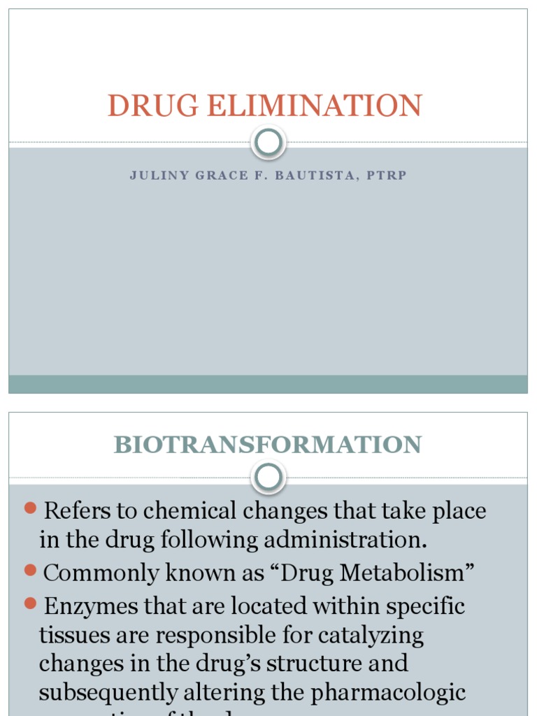 Drug Elimination | PDF | Drug Metabolism | Pharmacology
