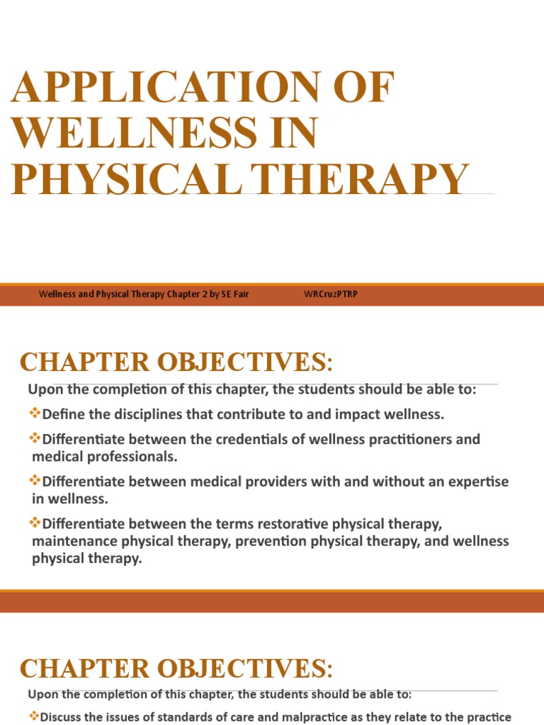 Application of Wellness in Physical Therapy | PDF | Physical Therapy ...