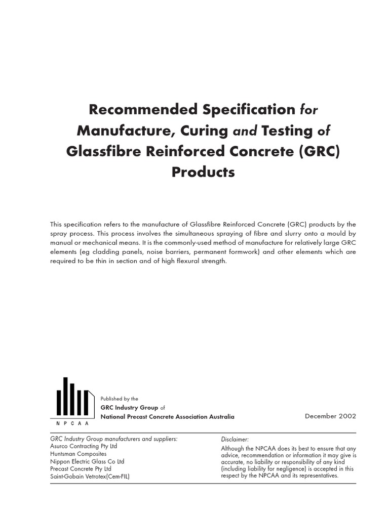 Actual GRC Specification PDF | PDF | Concrete | Cement