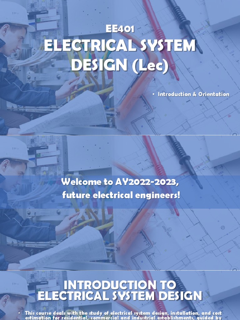 0 Introduction To Electrical System Design (Lec) | PDF | Transformer | Electrical Wiring