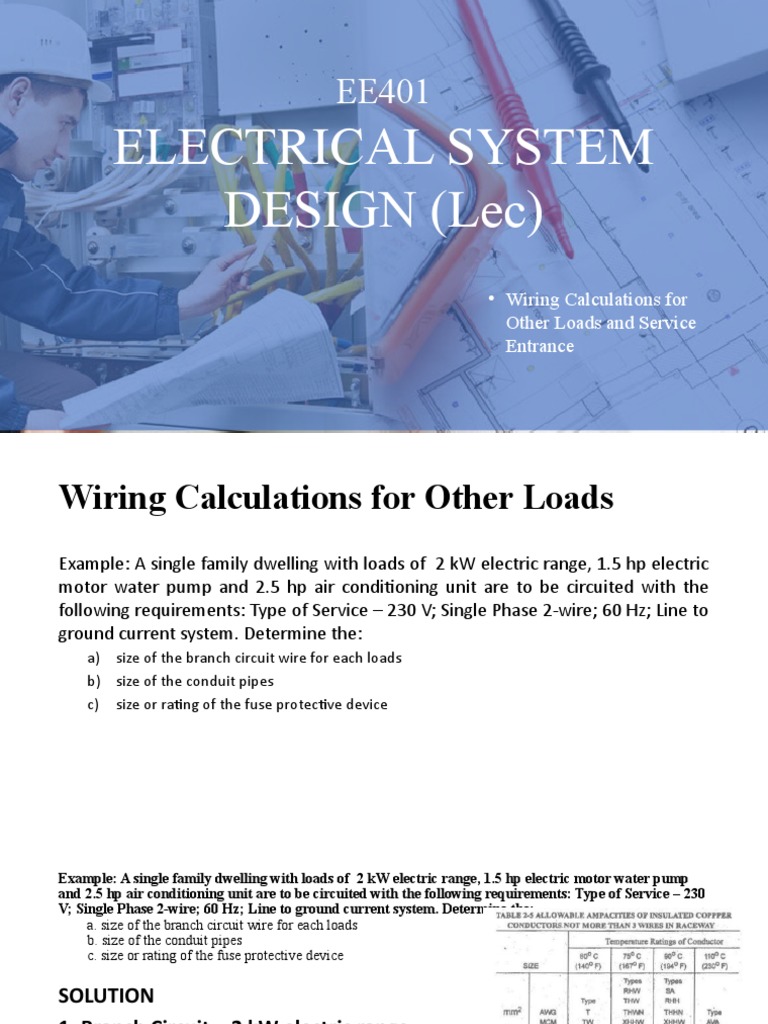 5 Wiring Calculations for Other Loads and Service Entrance | PDF ...