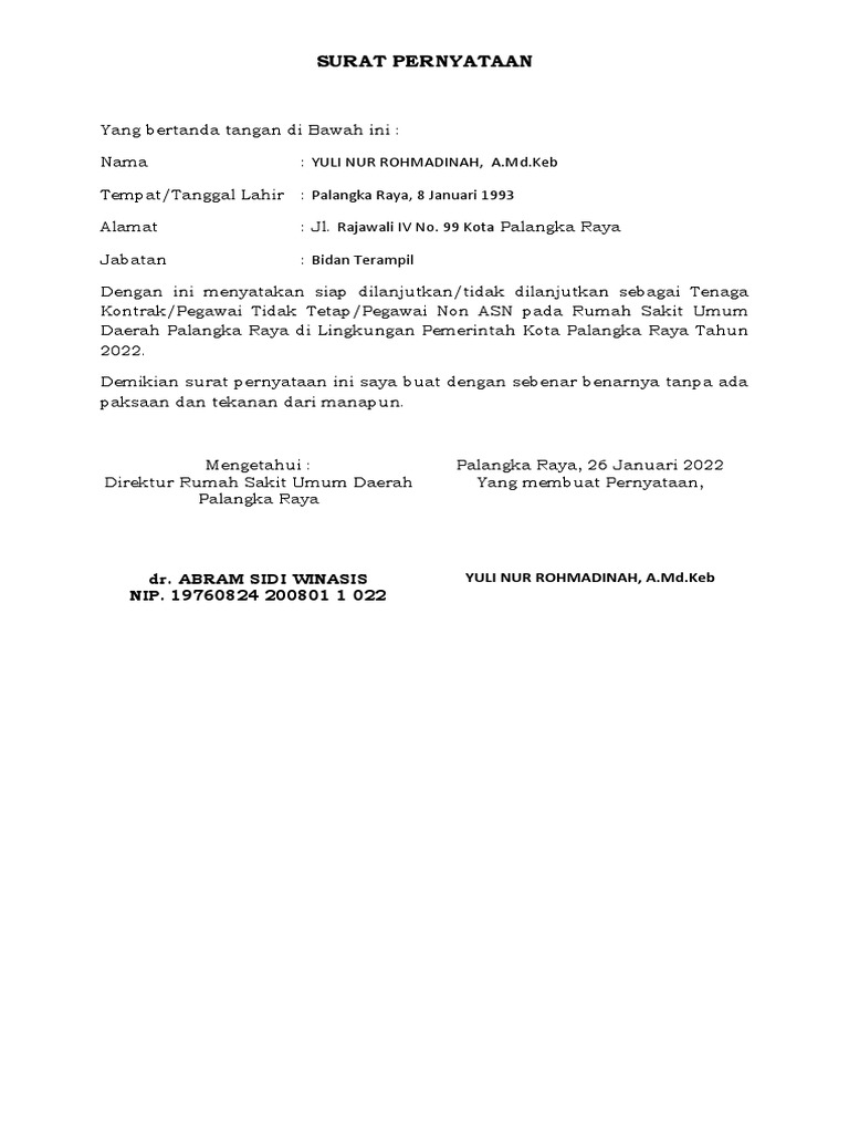 Surat Pernyataan: Dr. Abram Sidi Winasis NIP. 19760824 200801 1 022 ...