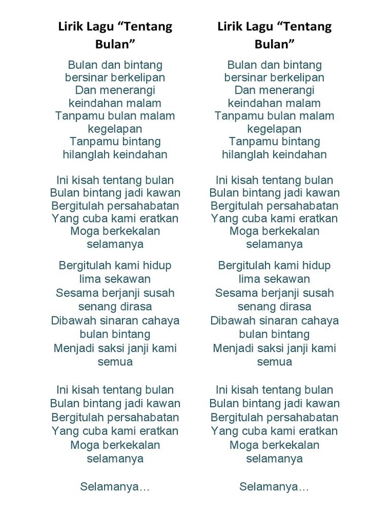 Lirik Lagu Tentang Bulan | PDF