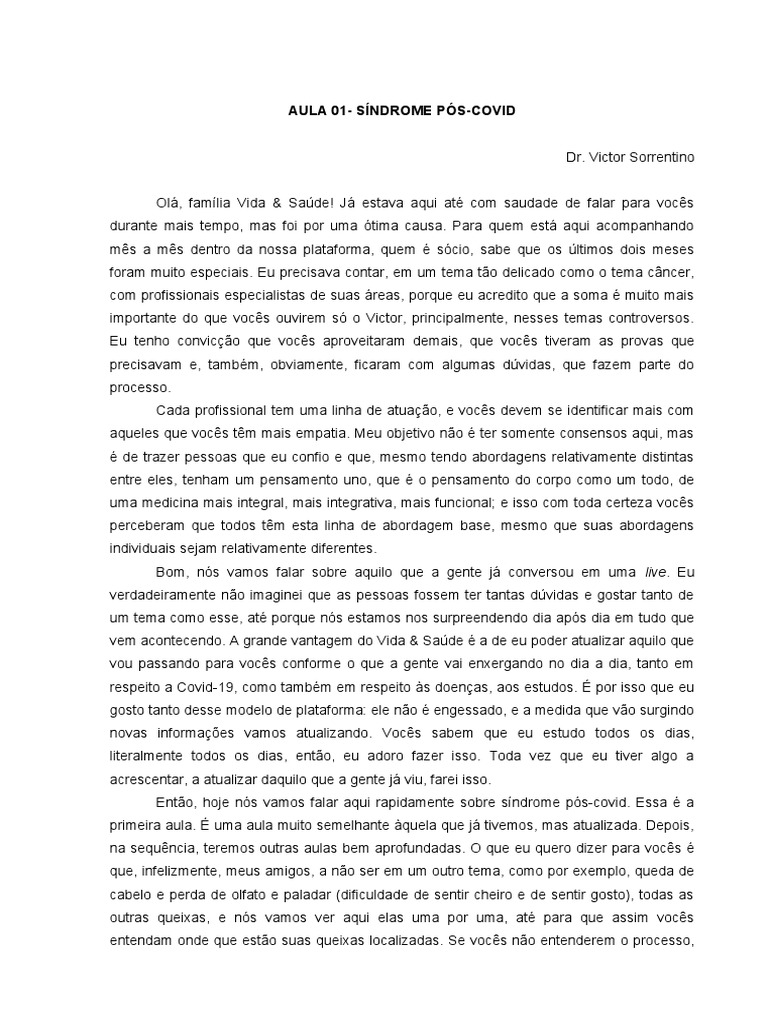 Entendendo a Síndrome Pós-COVID | PDF | Eixo hipotalâmico-hipofisário ...