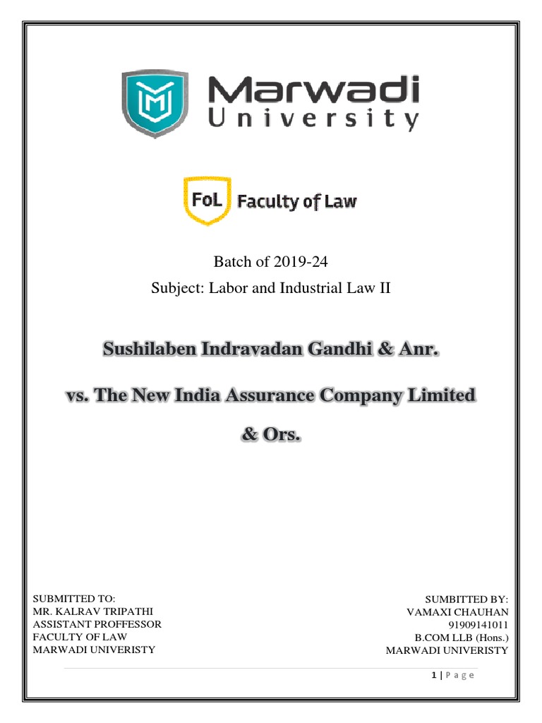 Labour Law II Project | PDF | Employment | Insurance