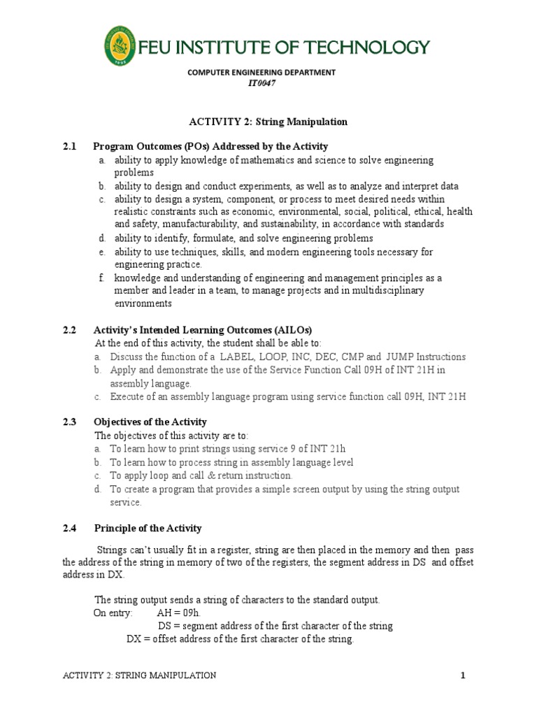 IT0047 Activity 2 String Manipulation | PDF | Engineering | Computer Program