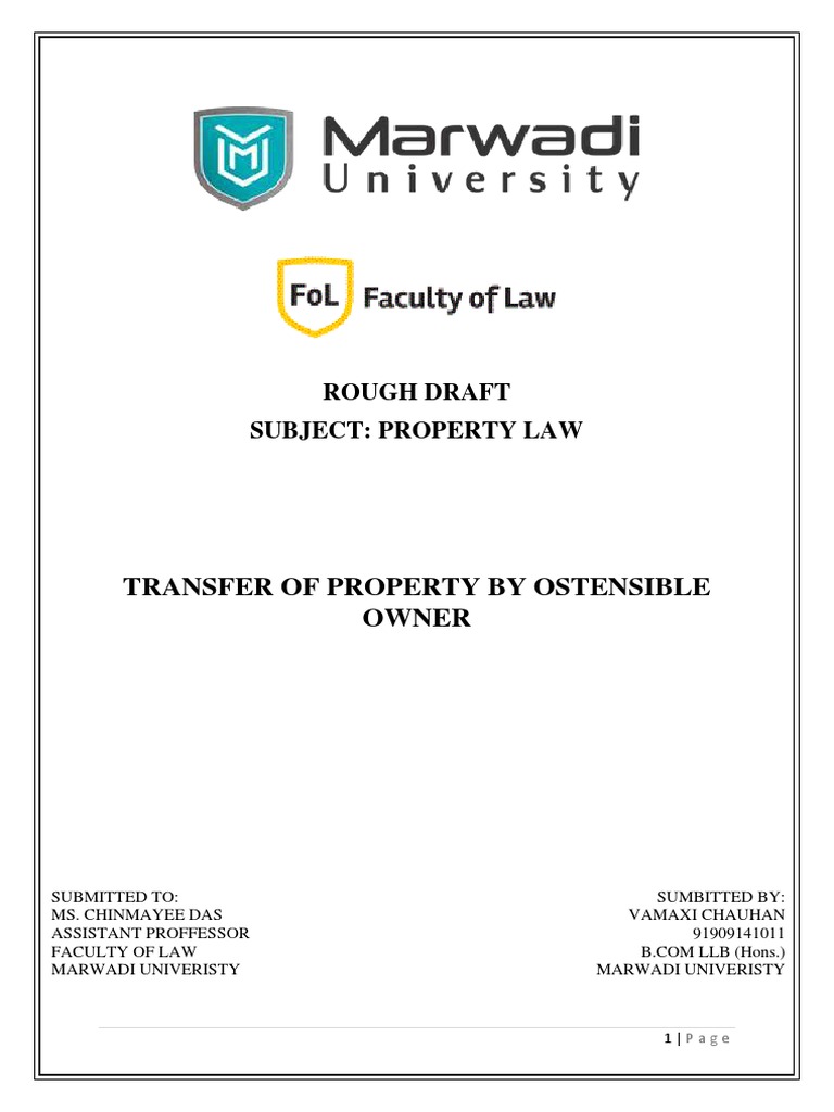 Transfer of Property Law Project | PDF | Trustee | Property