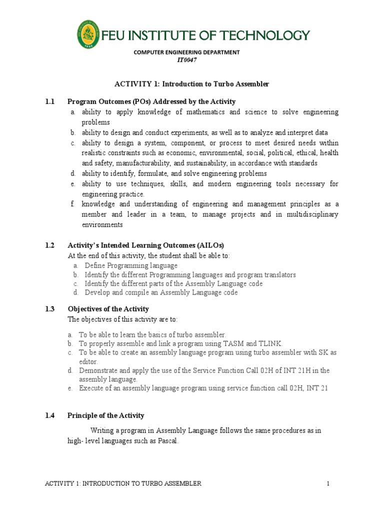 TASM Act1 Panogalinog | Download Free PDF | Programming | Computer Program