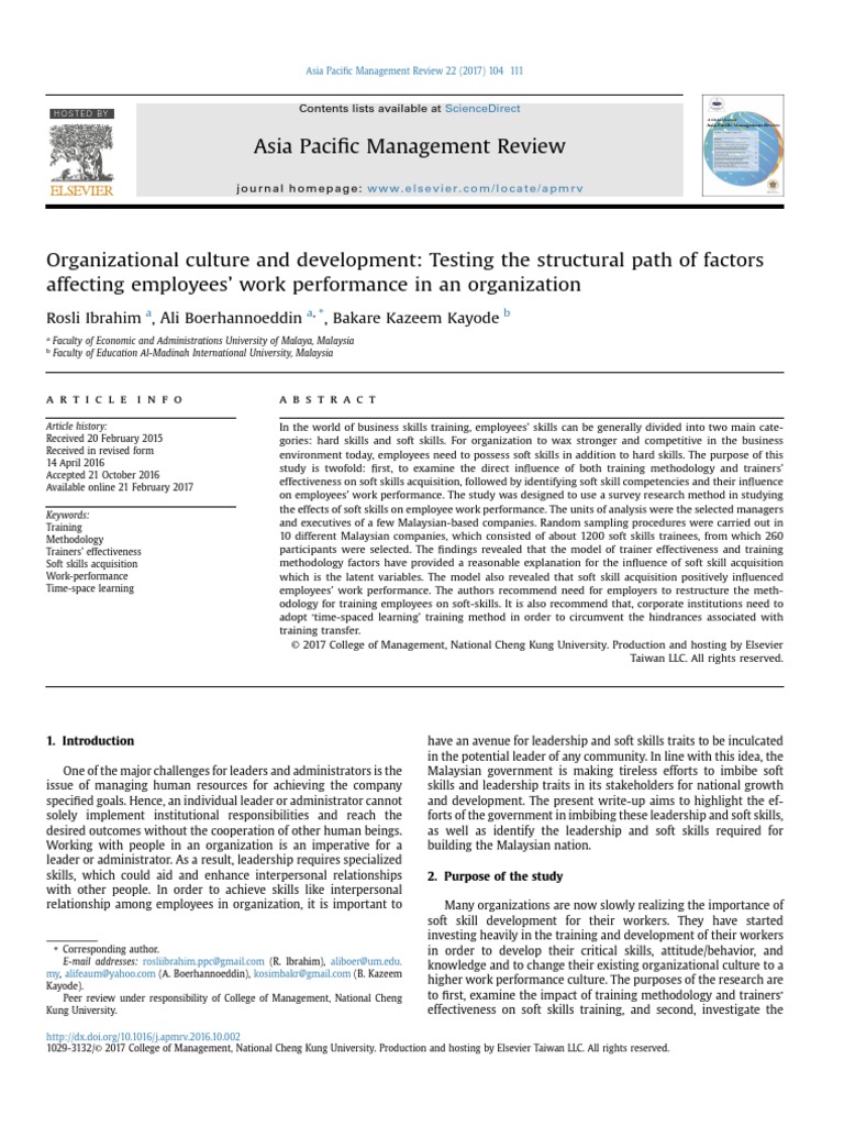 Organizational Culture and Development Testing The Struct - 2017 - Asia ...