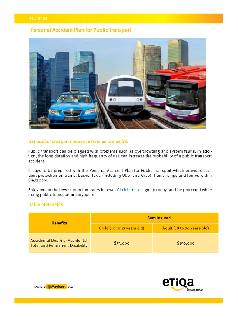 Etiqa Personal Accident For Public Transport Brochure | PDF | Insurance ...