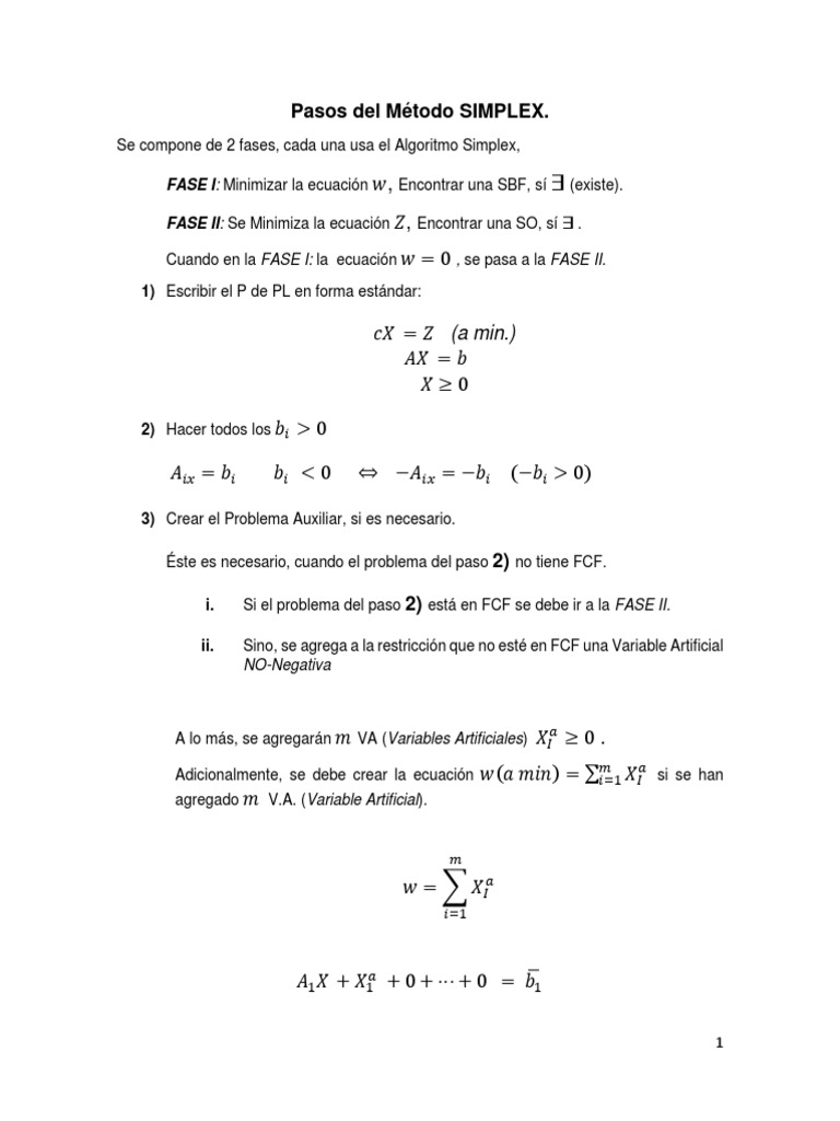 Pasos Del Método SIMPLEX | PDF | Análisis numérico | Álgebra