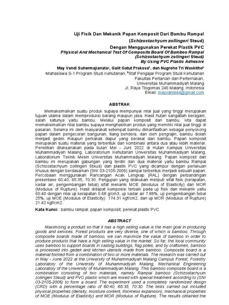 Uji Papan Komposit Bambu-PVC | PDF | Sains & Matematika