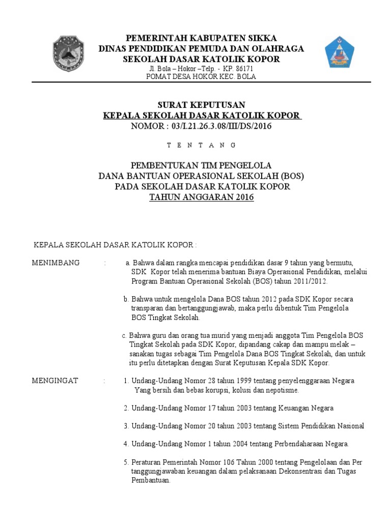 2016 - SK Tim Bos | PDF