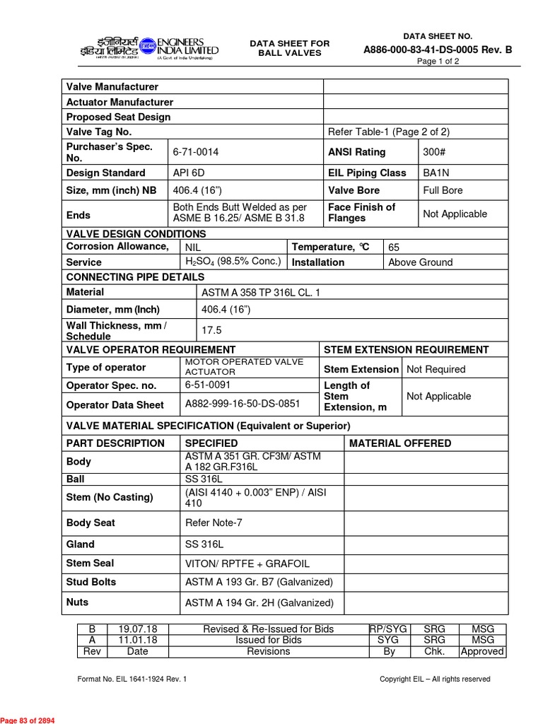 Data Sheet For Ball Valve | PDF | Valve | Pipe (Fluid Conveyance)