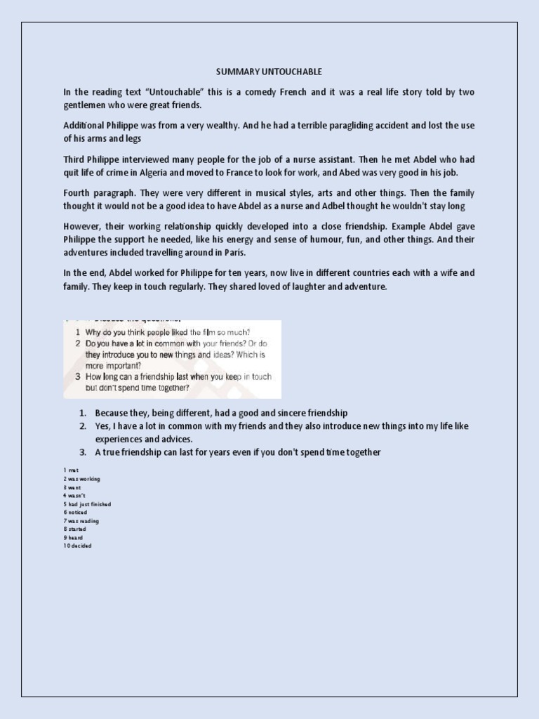 SUMMARY Movie UNTOUCHABLE | PDF