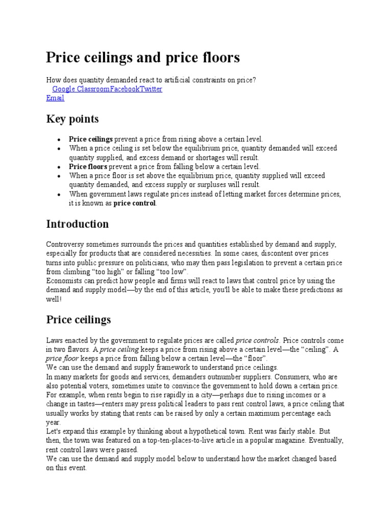 Price Ceilings and Price | PDF | Supply And Demand | Economic Equilibrium