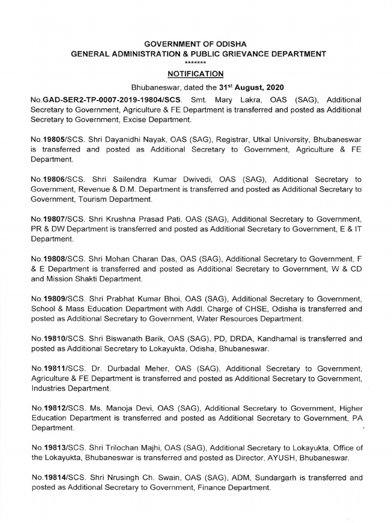 Transfer of 25 OAS Officers | PDF | Government