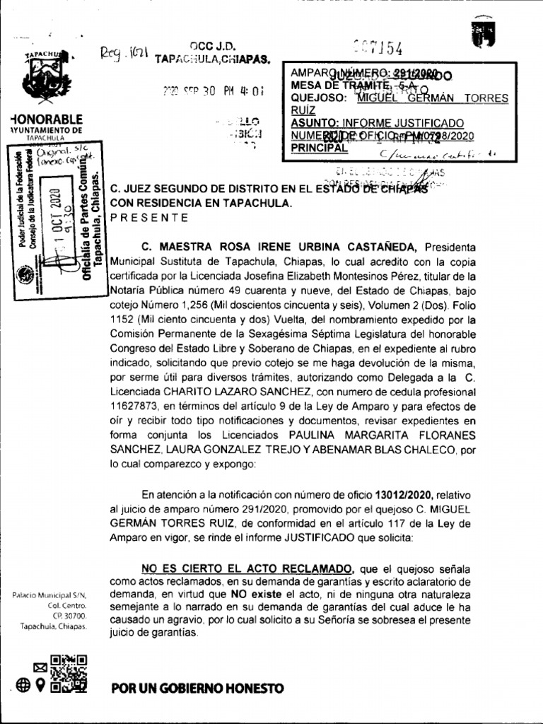 Informe Justificado Primer Informe | PDF